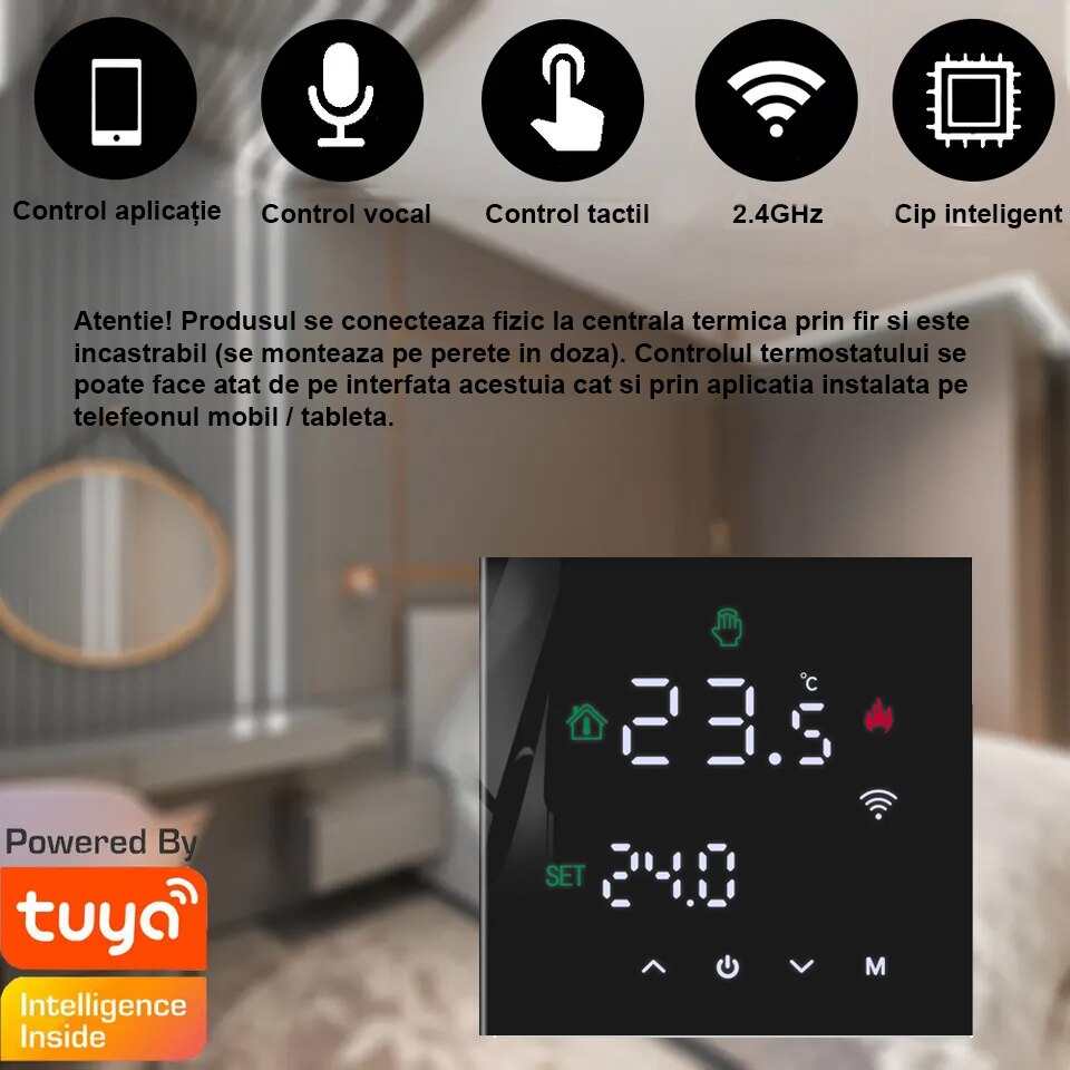 Termostat inteligent Wi-Fi pentru incalzirea termica pe gaz M3H ...