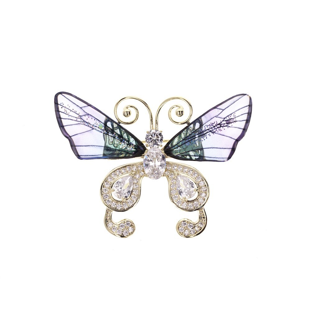 Brosa Premium Gold Plated - Fluture cu Aripioare Indigo - eMAG.ro