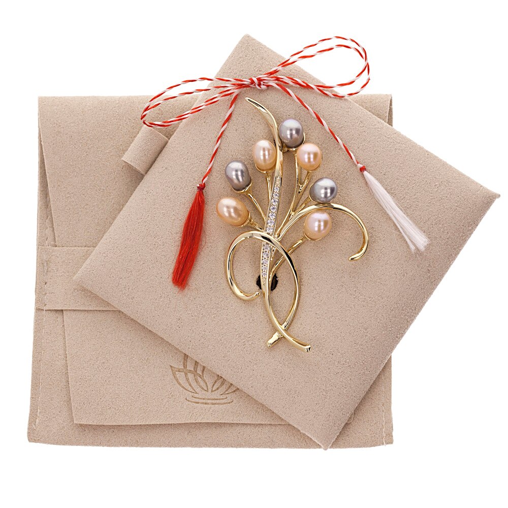 Brosa Gold Plated Buchetel Perle Colorate - eMAG.ro
