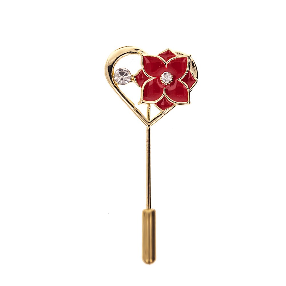 Brosa Gold Plated Shiny Inima cu Floare - eMAG.ro
