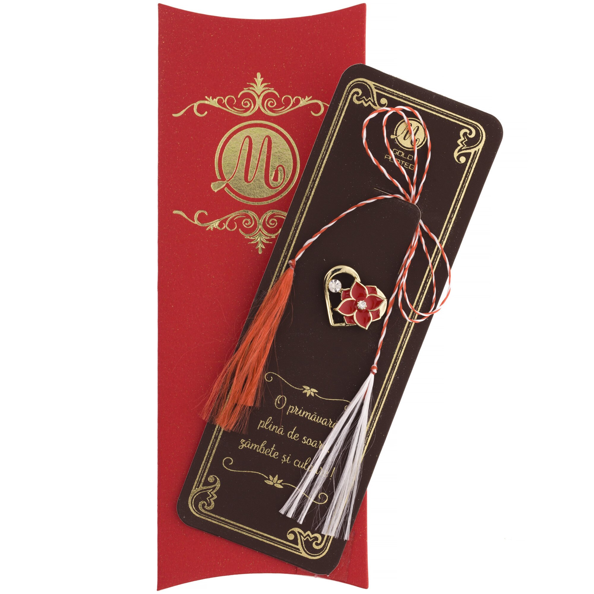 Brosa Gold Plated Shiny Inima cu Floare - eMAG.ro