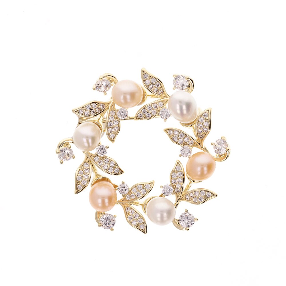Brosa Gold Plated Coronita cu Perle - eMAG.ro