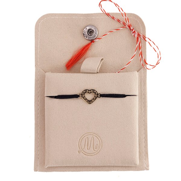 Bratara Neagra Gold Plated Contur Inimioara - eMAG.ro