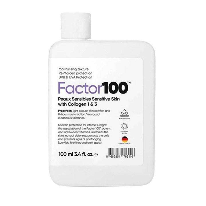 Crema hidratanta, cu SPF50+, colagen si vitamina E, Factor 100, 100 ml - eMAG.ro