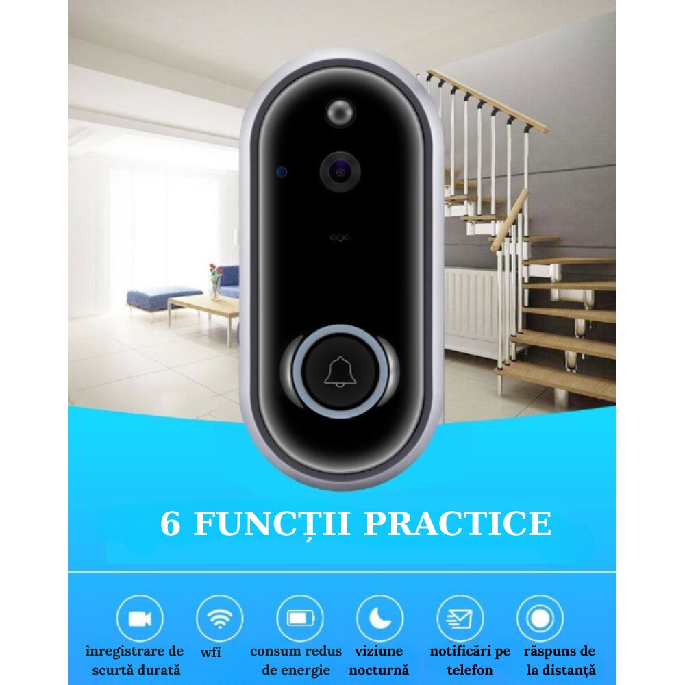 Sonerie Video Inteligenta, Nightvision, Wireless, Video Interfon FULLHD ...