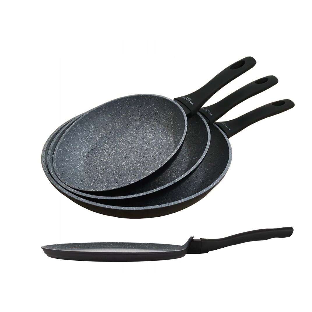 Set 4 Tigai si separatoare, Karl Hausmann, 20 cm/24 cm/28 cm, aluminiu/granit, gri/negru - eMAG.ro