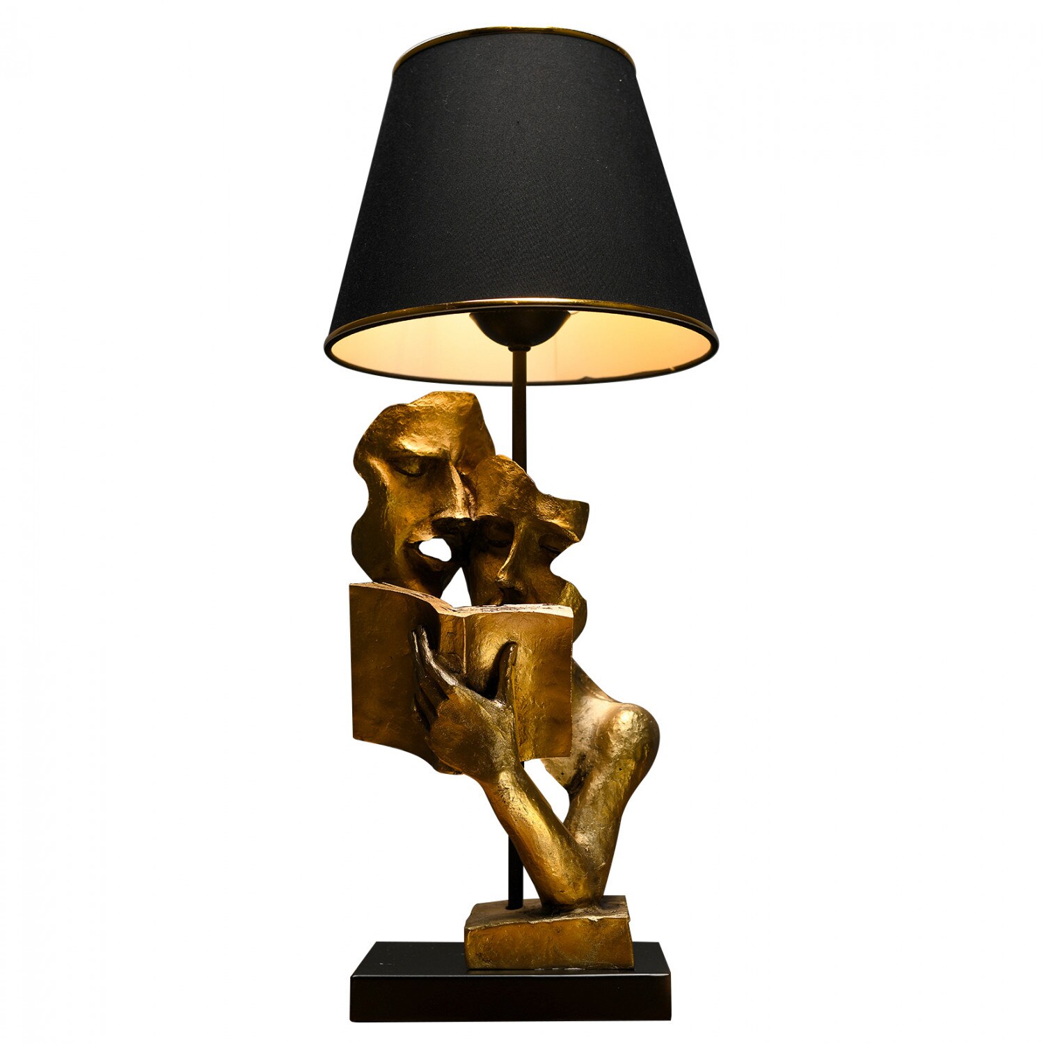 Lampa de masa, negru/auriu, design cuplu, 23x57 cm - eMAG.ro