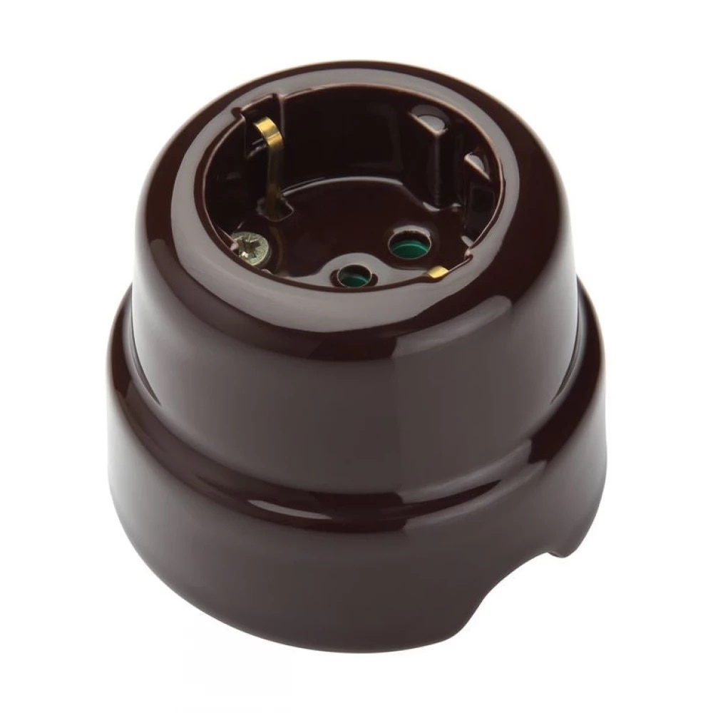 Priza Din Ceramica Retro Cu Impamantare 16A 250V Maro Inchis Country ...