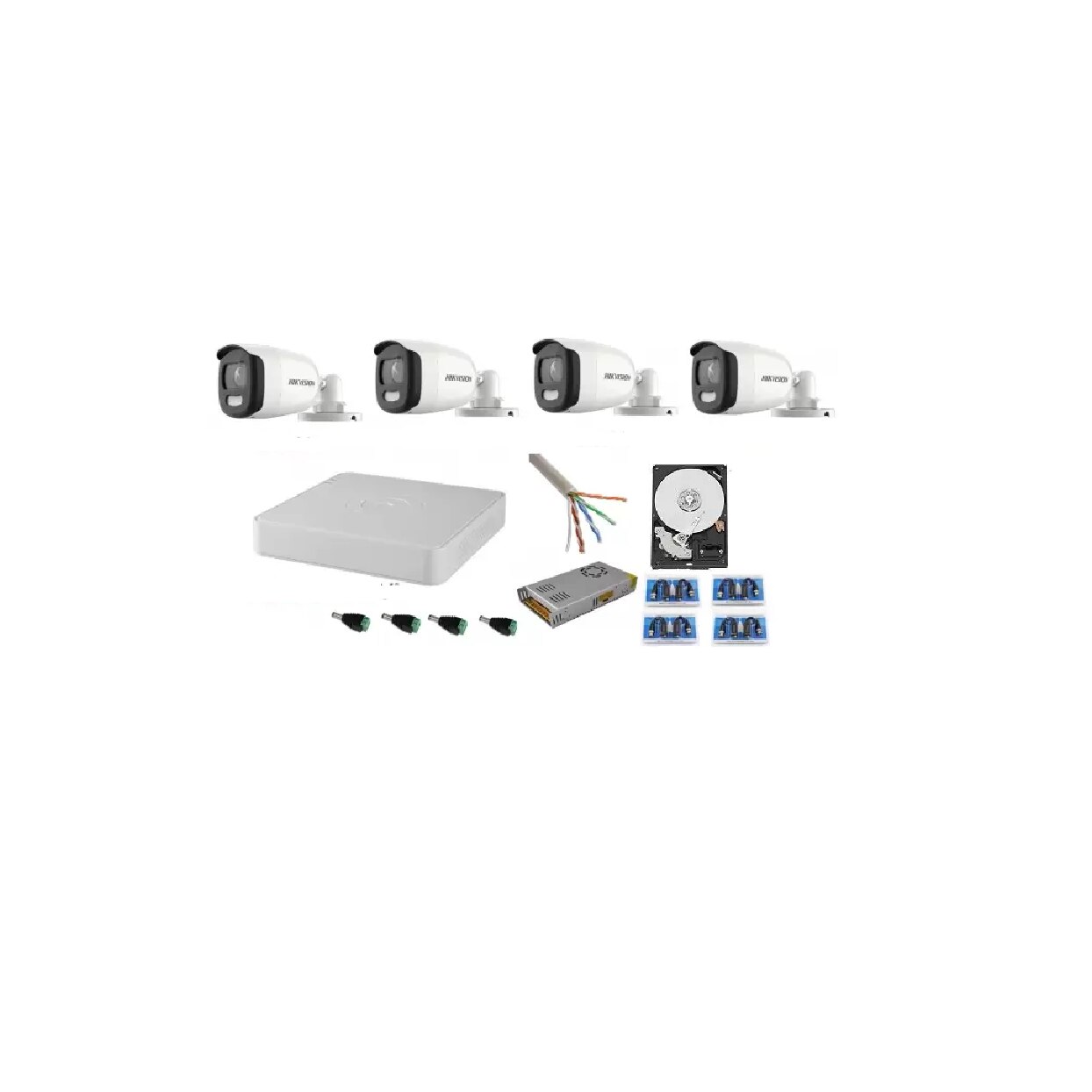 Hikvision surveillance system 4 cameras 5MP Ultra HD Color VU full time ...