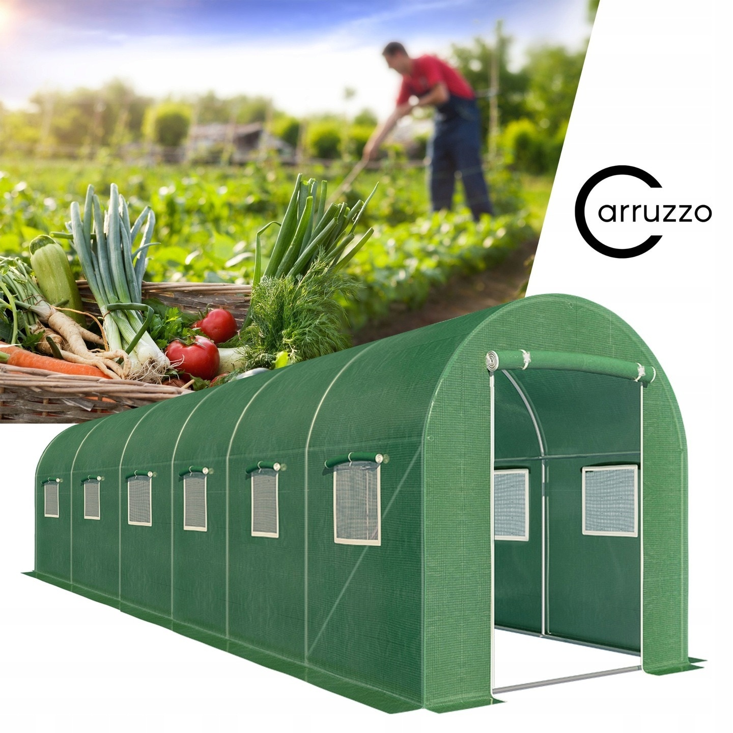 Solar pentru Gradina Carruzzo cu 12 Ferestre Laterale, Folie cu 3 ...