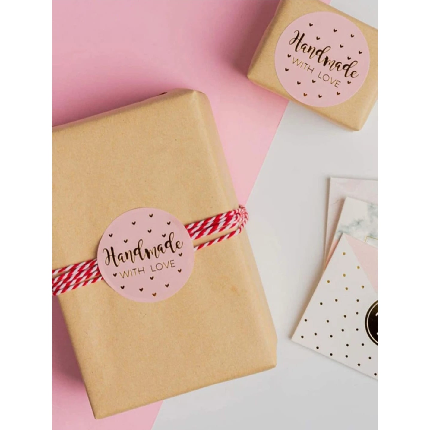 Rola cu 500 de etichete autocolante, Handmade with love, 2.5 cm ...