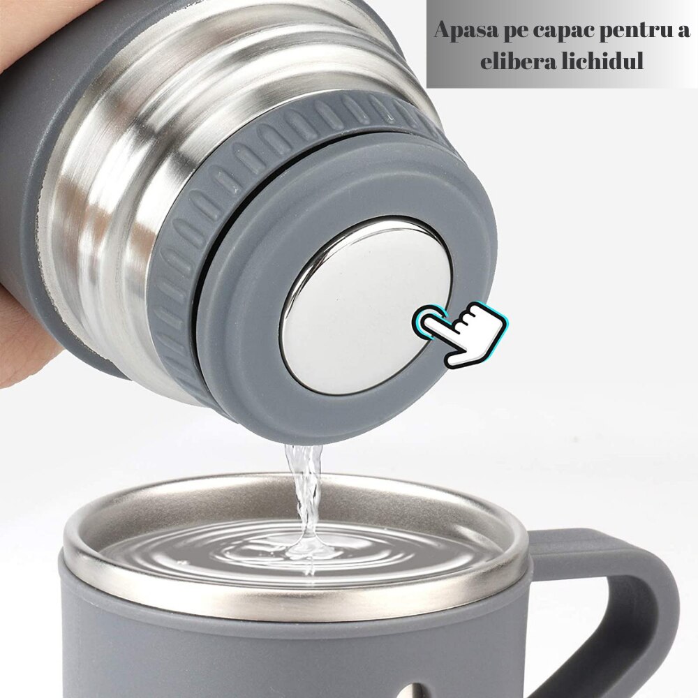 Termos, Inox, 3 cani, Gri, 500 ml - eMAG.ro