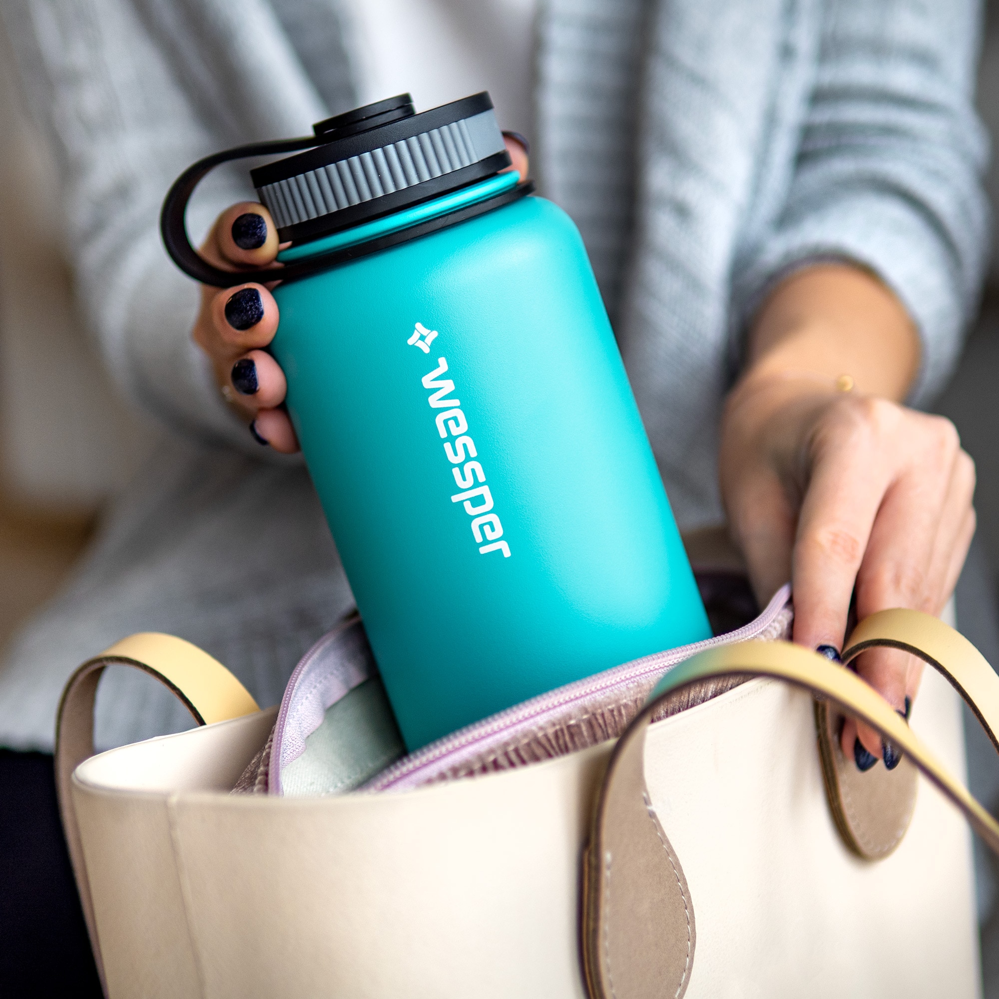 Sticla Termos din inox, Wessper ActiveMax Steeline, 700ml, Sea - eMAG.ro