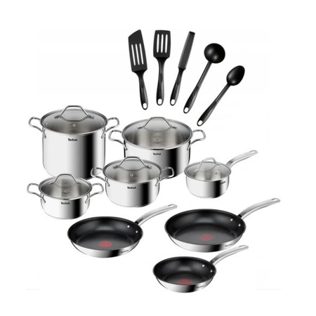 Set de tigaie Tefal Intuition, 18 piese, Otel inoxidabil, Pentru toate ...