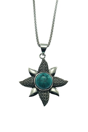 Colier din argint 925 TSR, cu pietre naturale turcoaz rotund model 3 ...