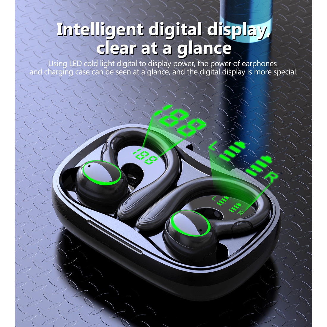 Безжични слушалки, IOOOIO, Bluetooth 5.1, LED дисплей, HD микрофон ...