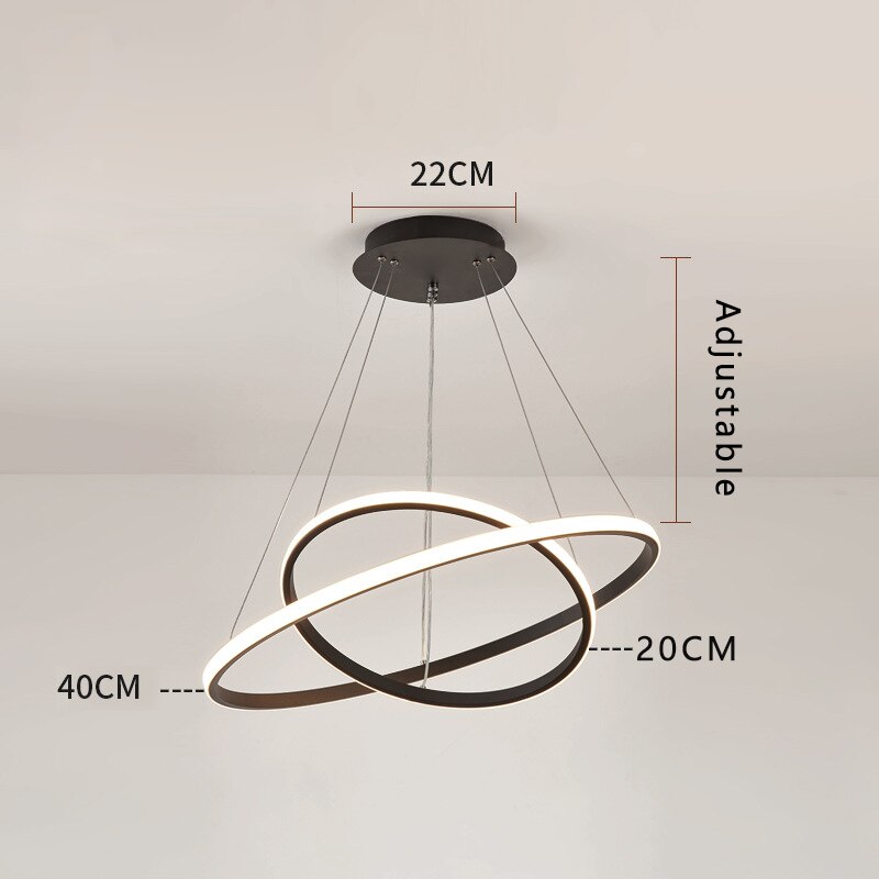 Candelabru LED Modern, SENQIU, 2 x Cercuri, Fier, 220V, Dia 40 CM ...