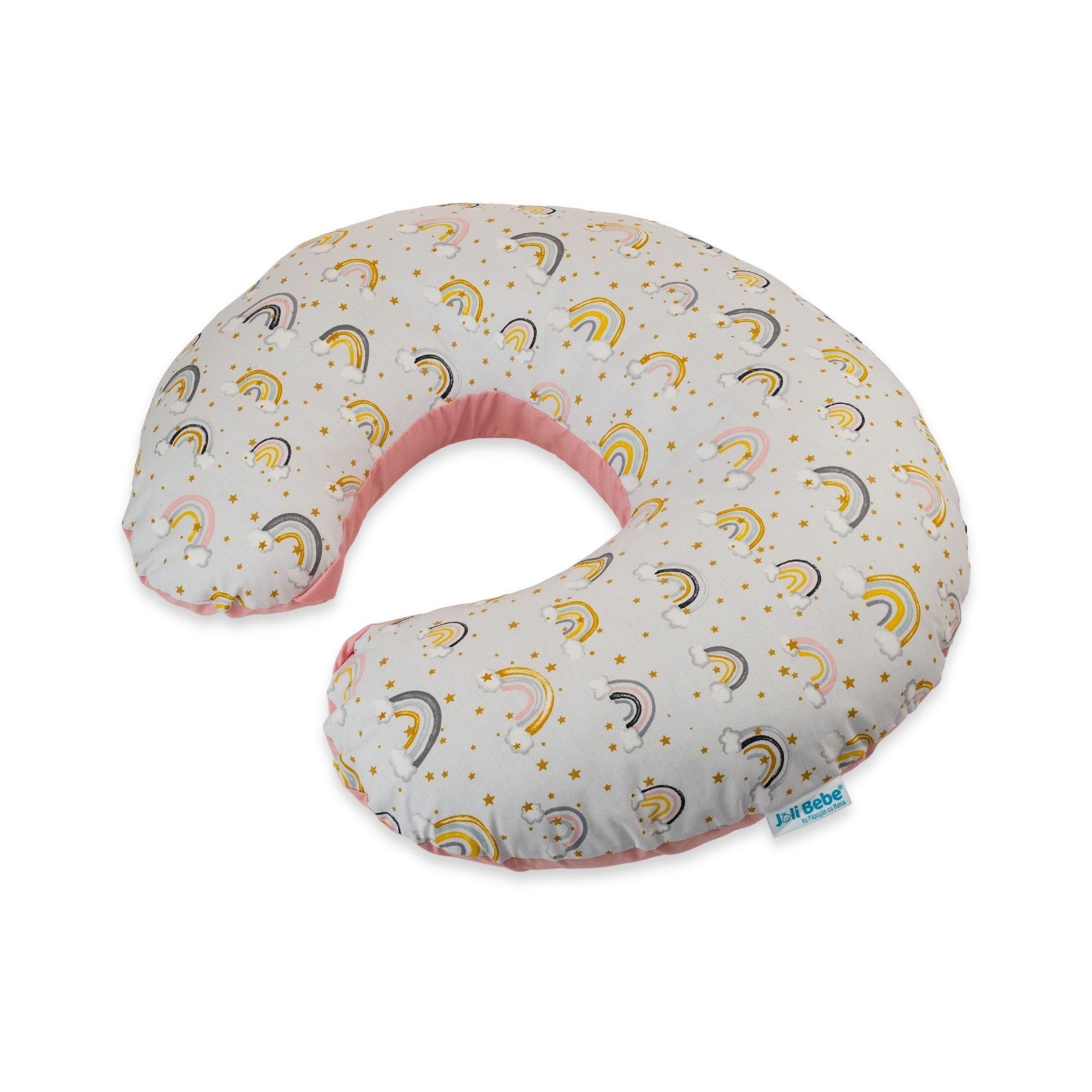 Perna pentru alaptare 2 in 1 cu husa detasabila, curcubeu galben - eMAG.ro