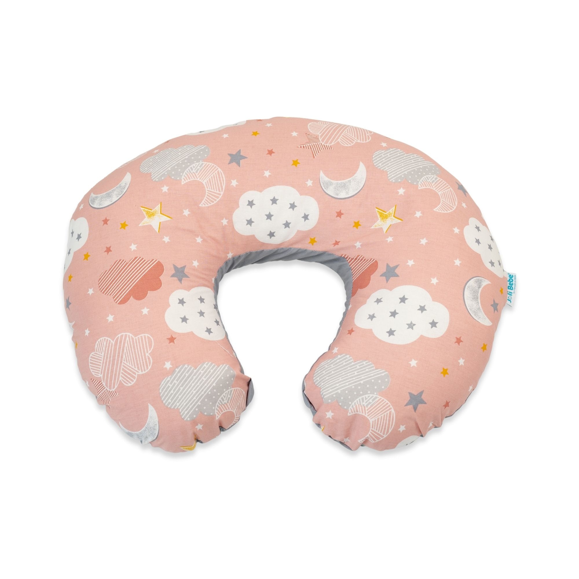 Perna pentru alaptare 2 in 1 cu husa detasabila, norisori cu roz pudra ...
