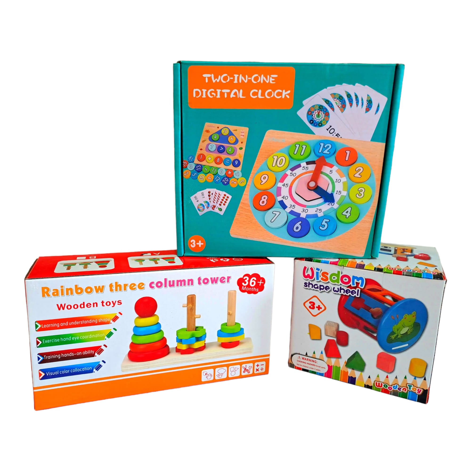 Set 3 jucarii educative si interactive din lemn - eMAG.ro
