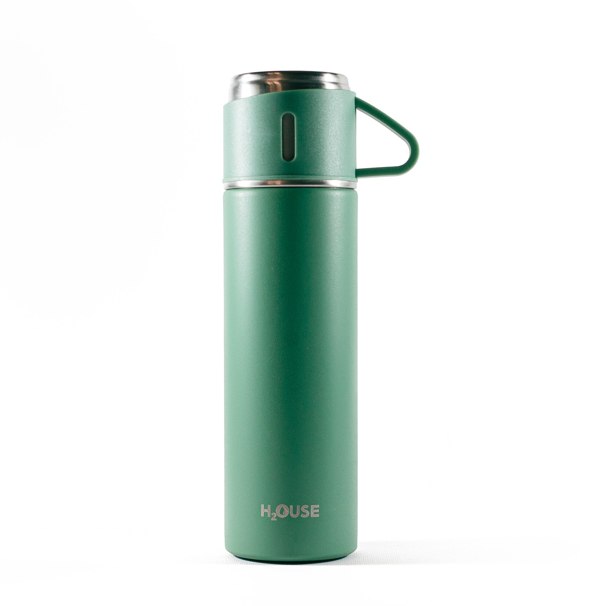 Set Termos H2OUSE Verde, 500ml, perete dublu, 2 cani extra - eMAG.ro