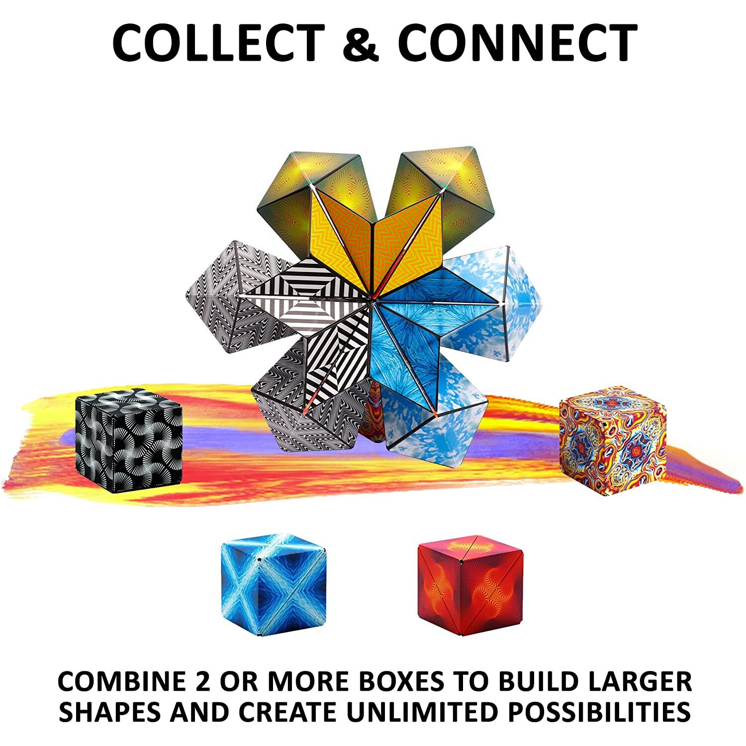 Set de 2 cuburi magnetice Sci-Fi EXCITAT - cu model si alb-negru - eMAG.ro