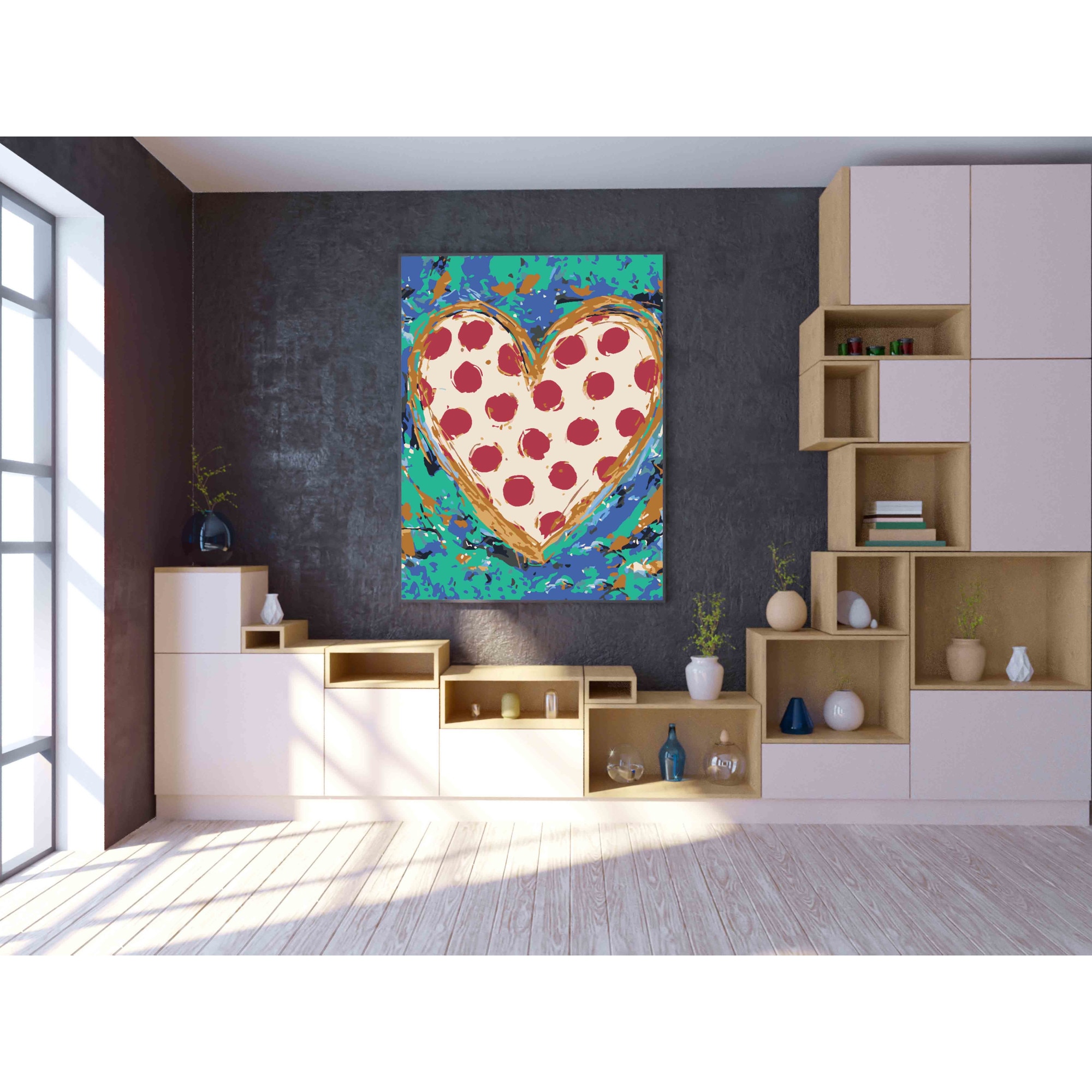Комплект за рисуване Painting by numbers Heart with red dots 3438 ...