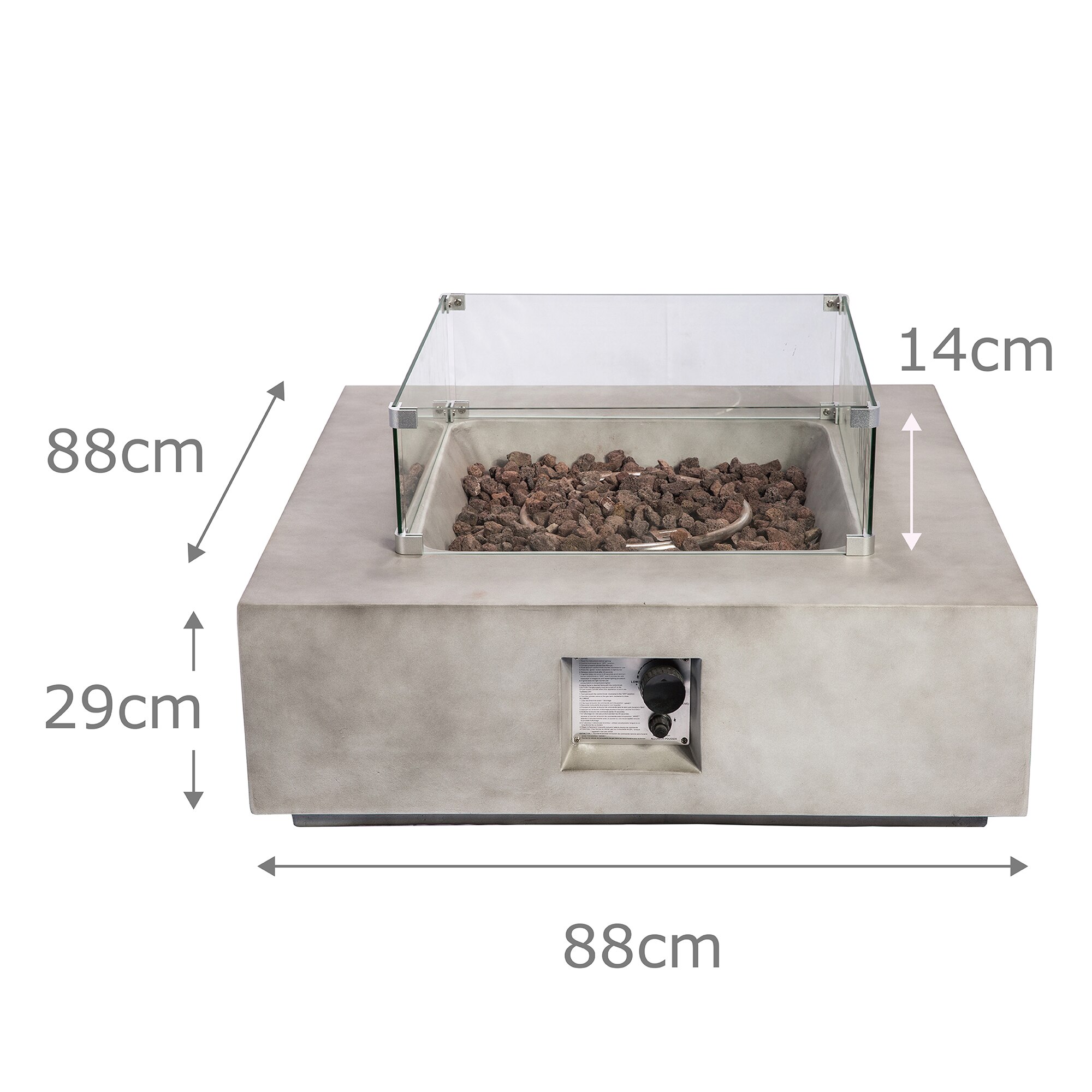 Vatra de foc de exterior din beton, cu gaz propan, Teamson Home, gri/89 ...
