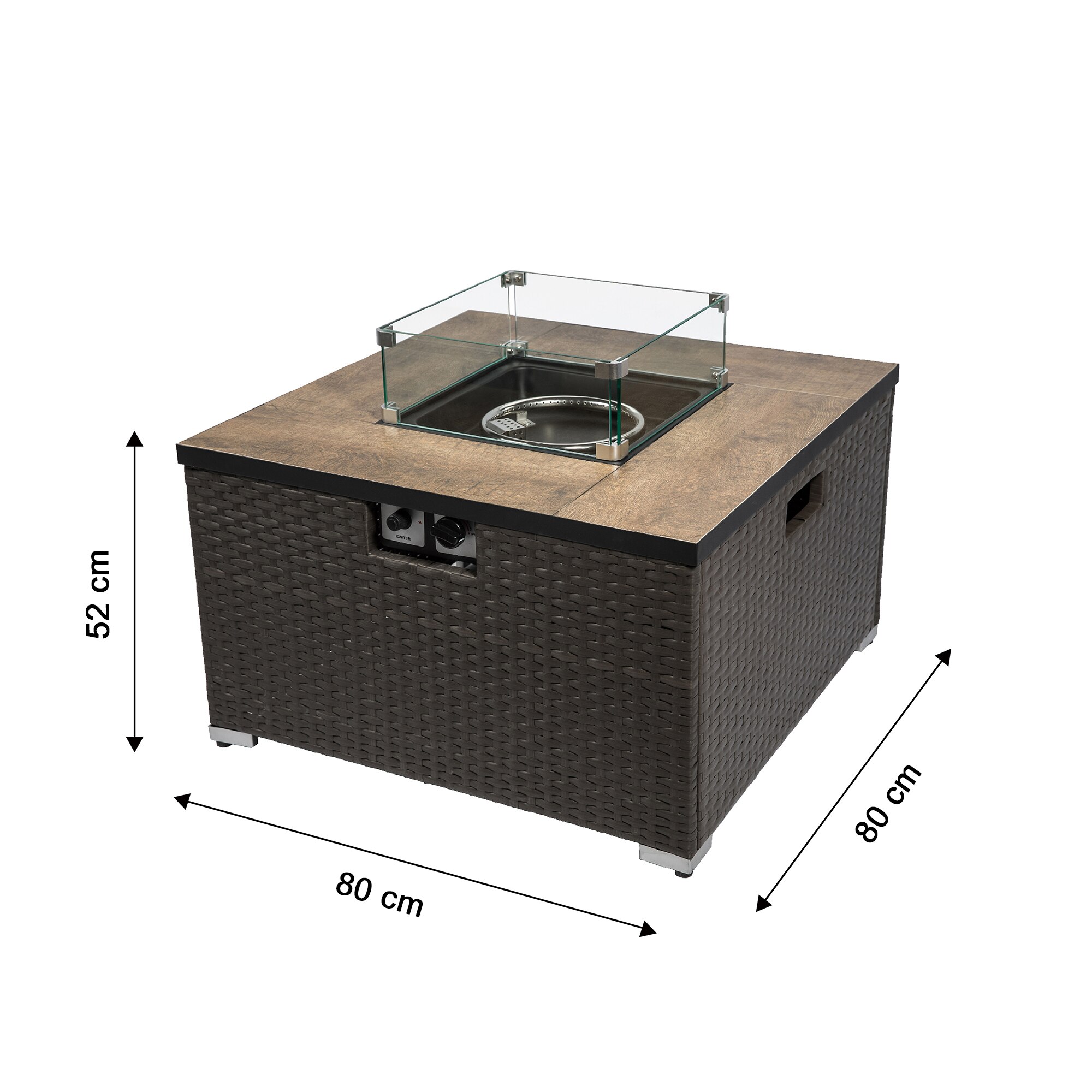 Vatra de foc patrata cu gaz propan, Teamson Home, 80 x 80 x 52/maro ...