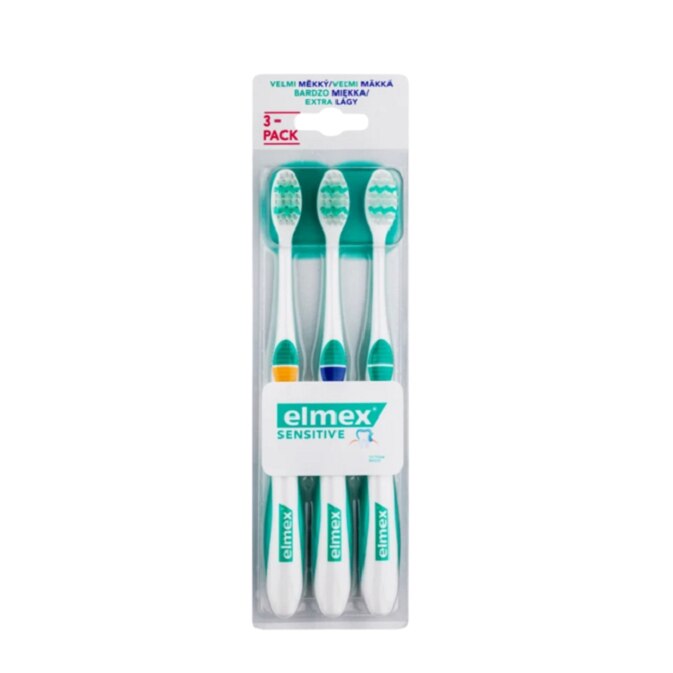 Set 3 periute Sensitive Elmex, cu perii moi, alb cu verde - eMAG.ro