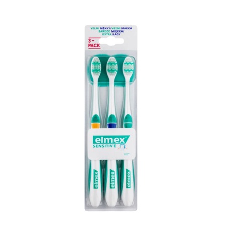 Set 3 periute Sensitive Elmex, cu perii moi, alb cu verde - eMAG.ro