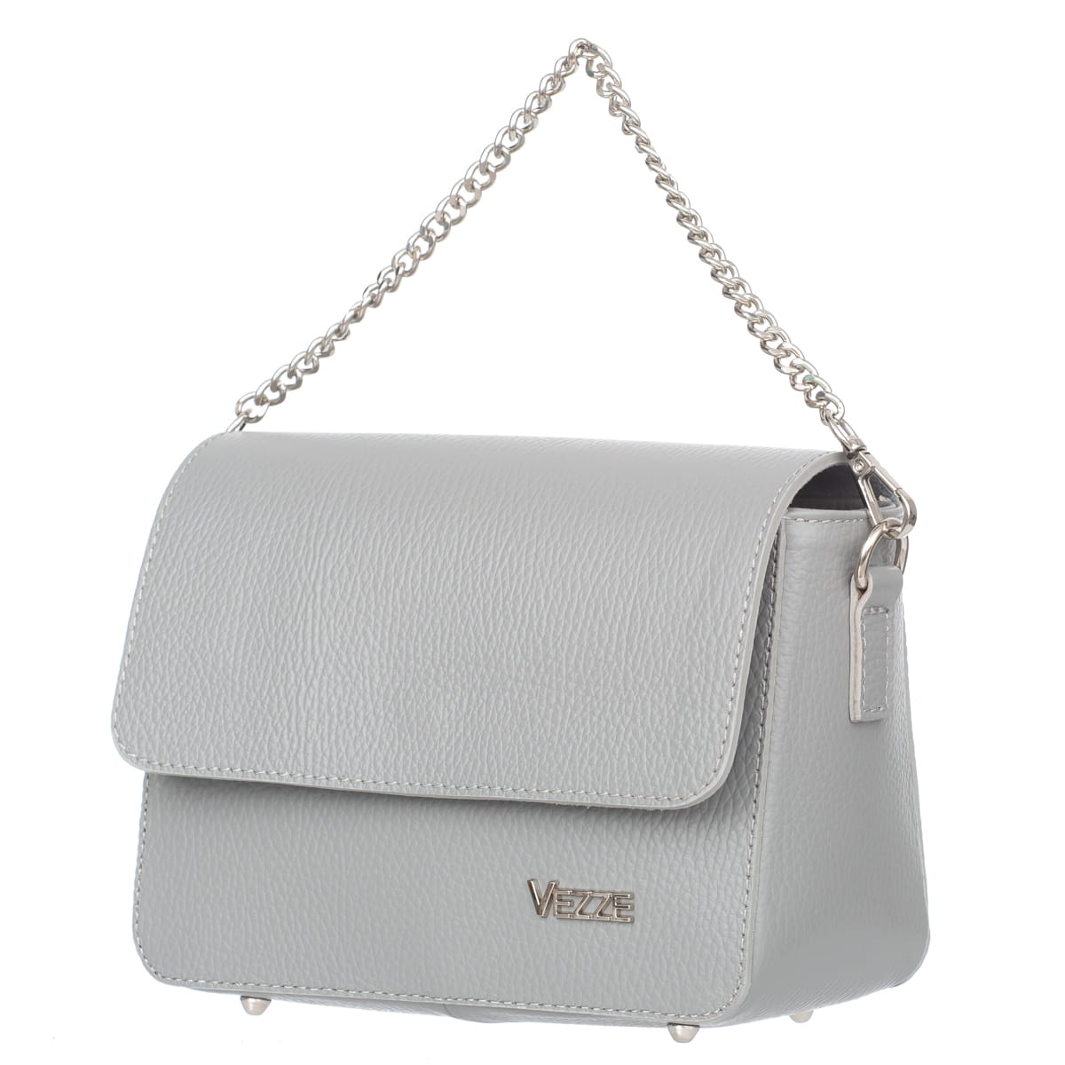 Poseta de dama, Piele naturala, Vezze, Lattina, Gri - eMAG.ro