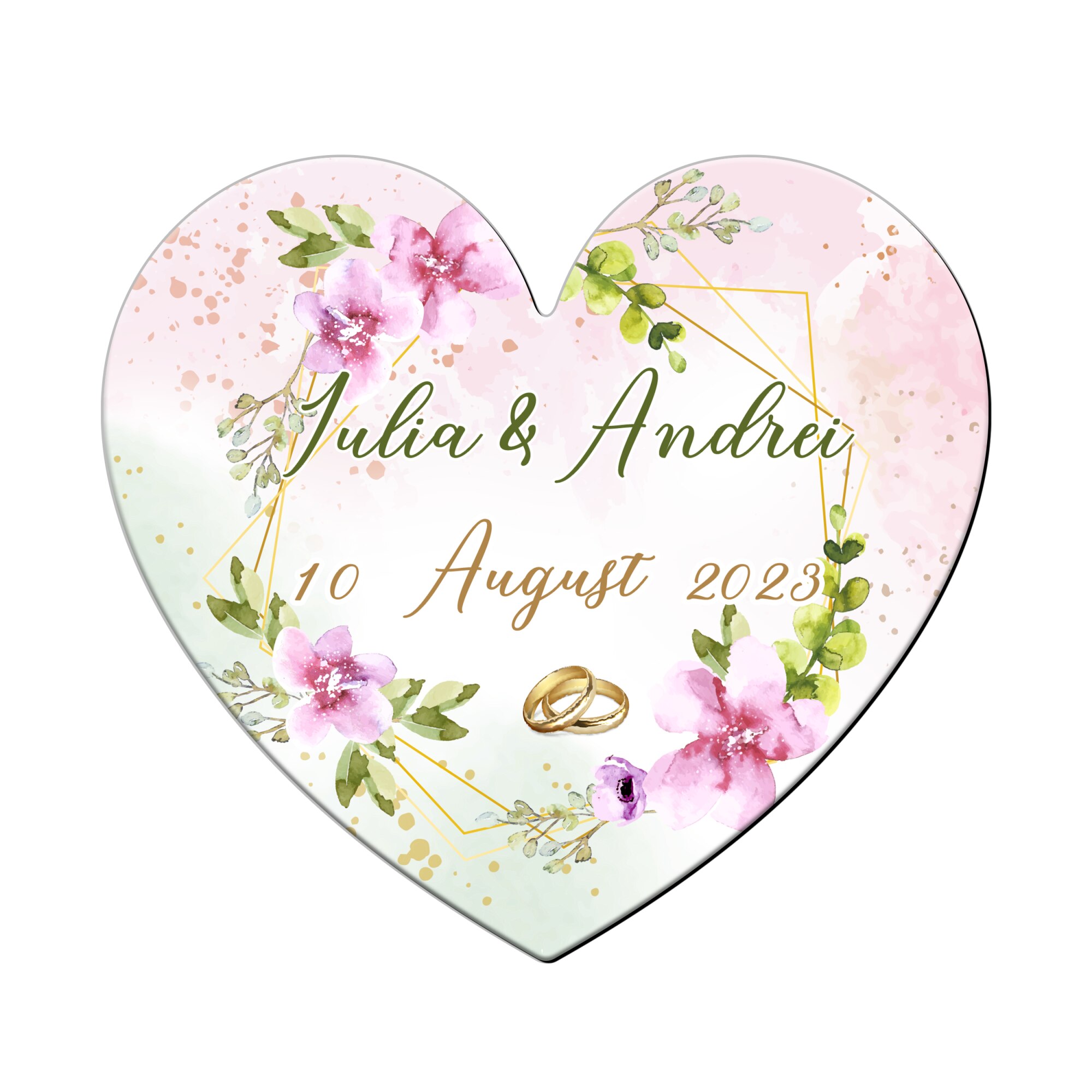 Set 10 bucati, Marturie nunta magnetica, Save the date, forma inima V3 ...