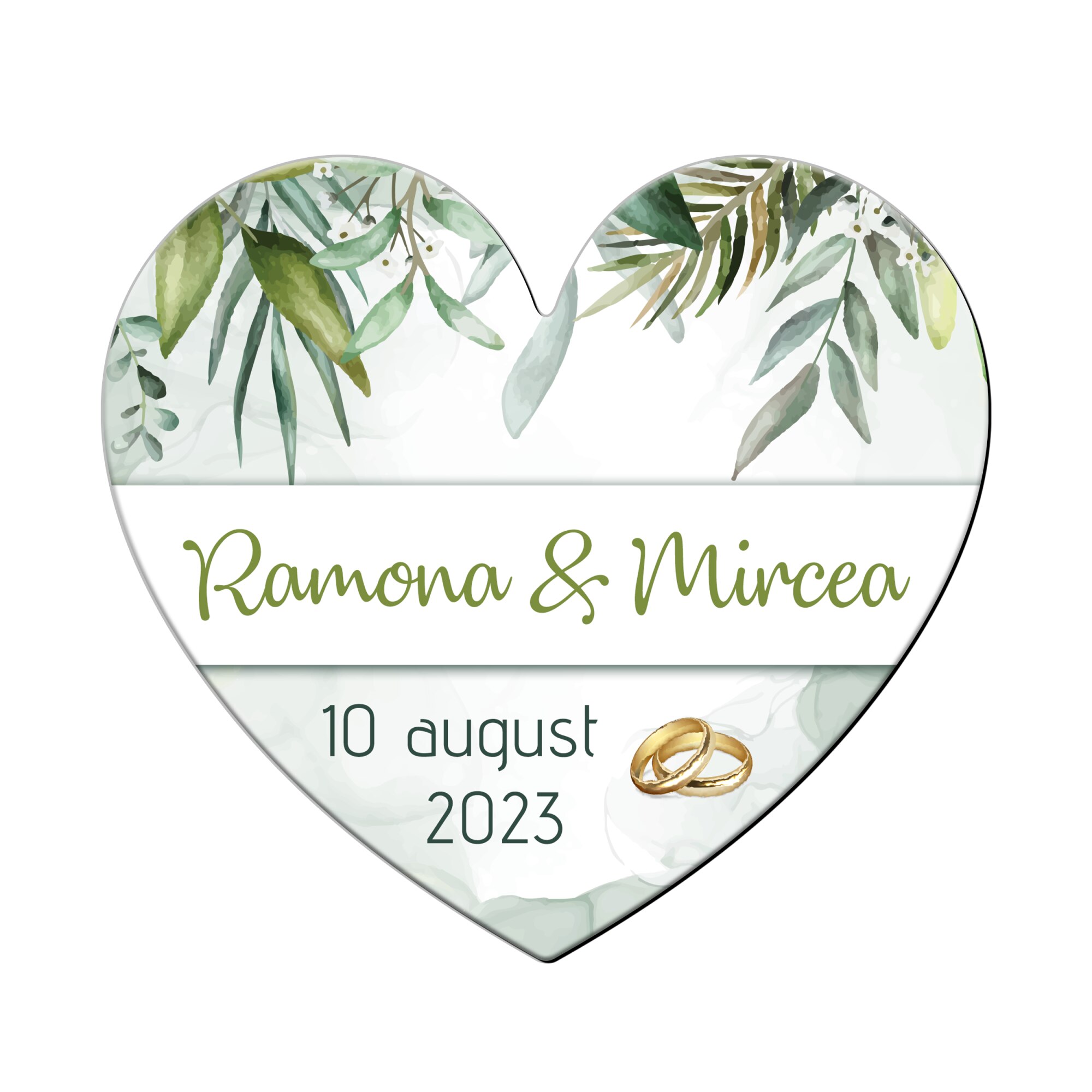 Set 10 bucati, Marturie nunta magnetica, Save the date, forma inima V2 ...