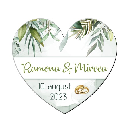 Set 10 bucati, Marturie nunta magnetica, Save the date, forma inima V2 ...