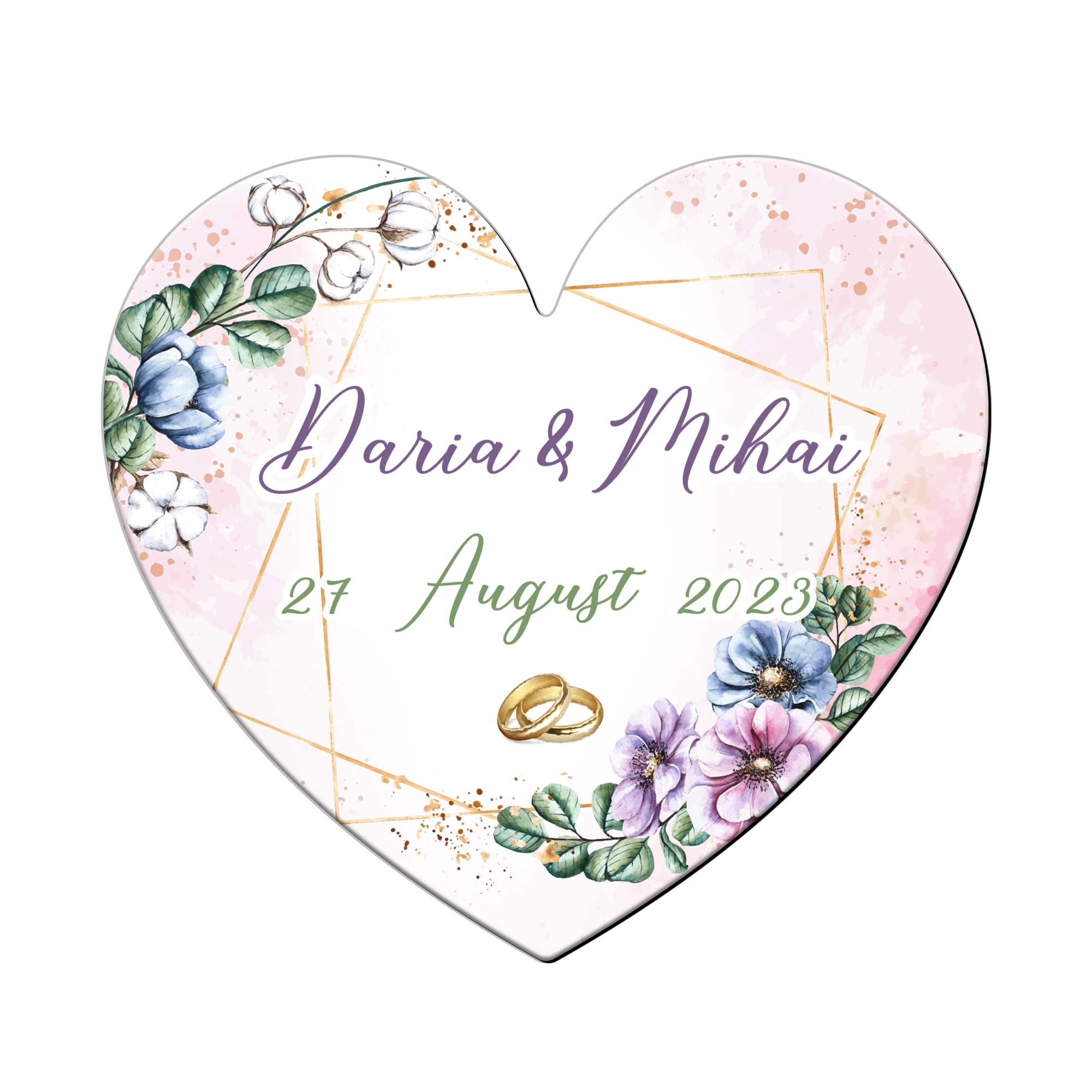 Set 10 bucati, Marturie nunta magnetica, Save the date, forma inima V4 ...