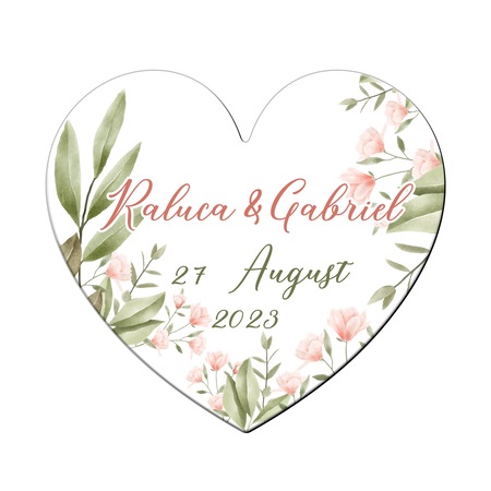 Set 10 bucati, Marturie nunta magnetica, Save the date, forma inima V7 ...