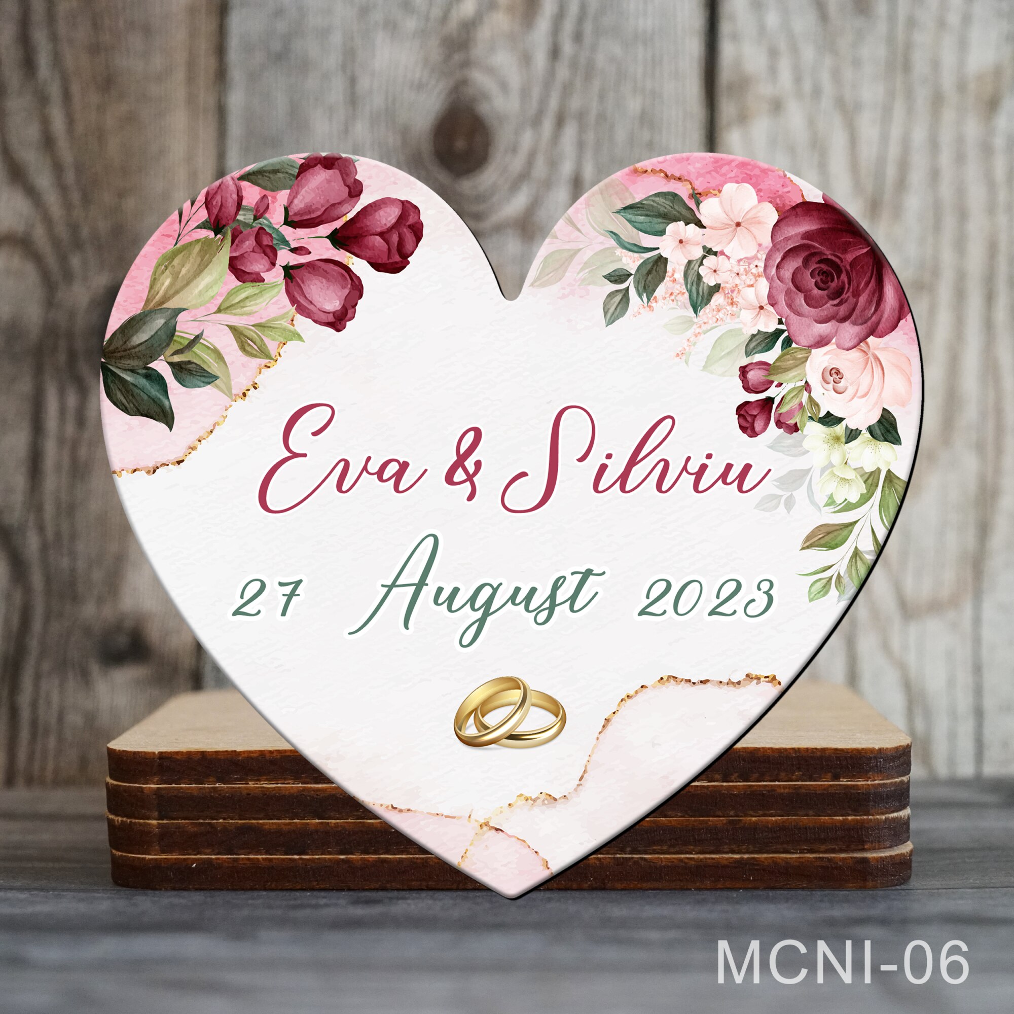 Set 10 bucati, Marturie nunta magnetica, Save the date, forma inima V6 ...