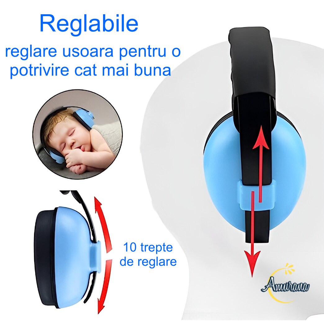 Casca antifonica pentru copii si bebelusi 0-36 luni, Amurana, SNR 26 DB ...