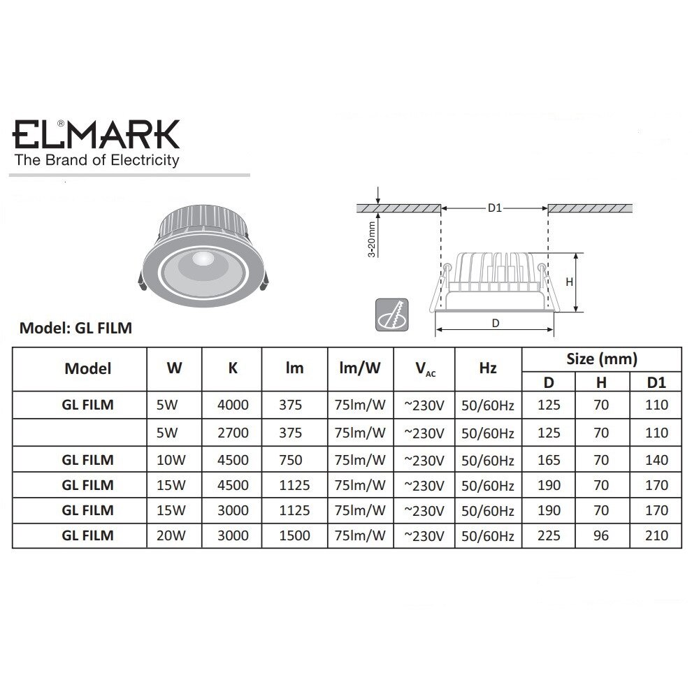 Spot, Elmark, Cu, LED, Glfilm215Wh, 5W, 92Led215Wh - eMAG.ro