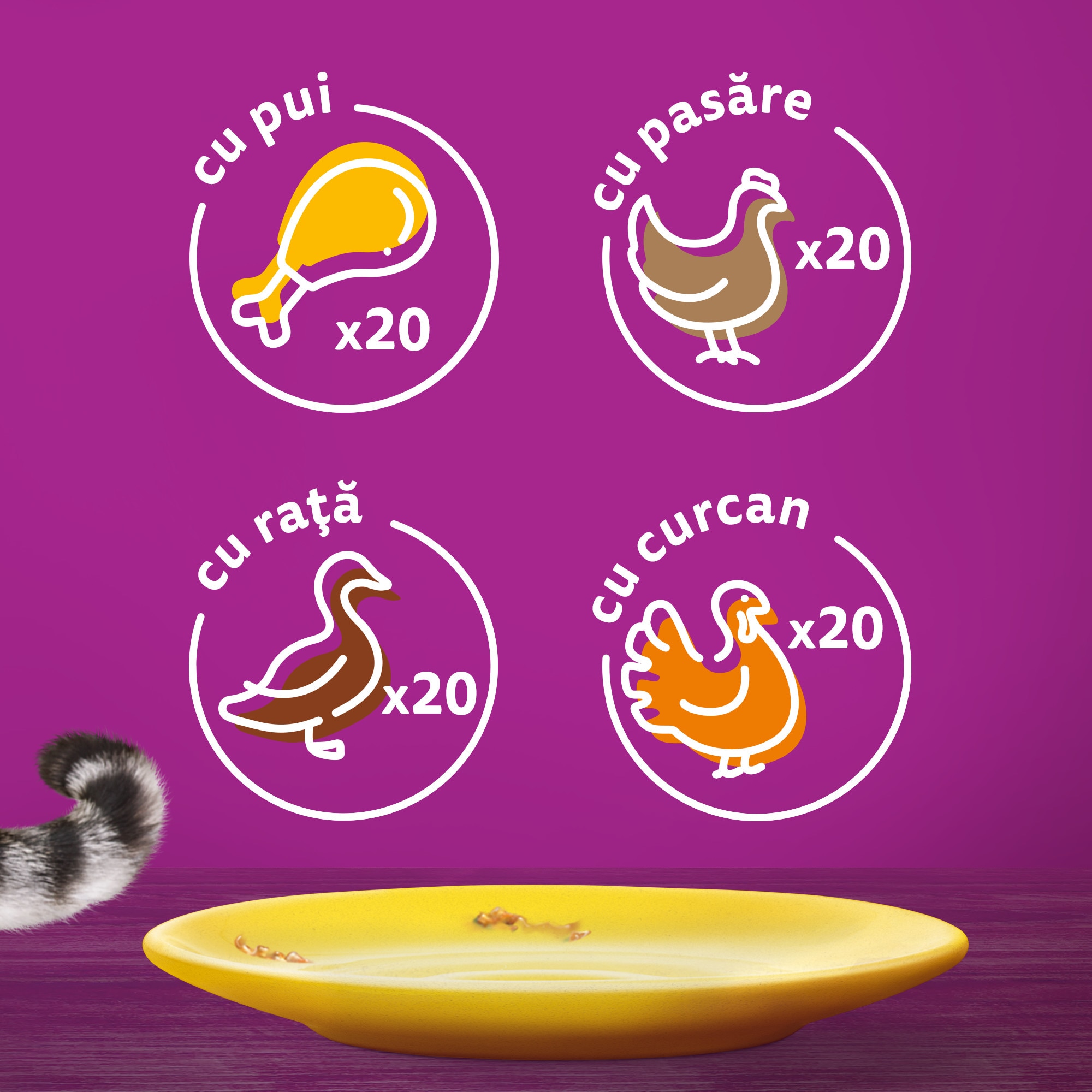 Hrana umeda pentru pisici adulte Whiskas cu carne de pasare (pui, rata ...