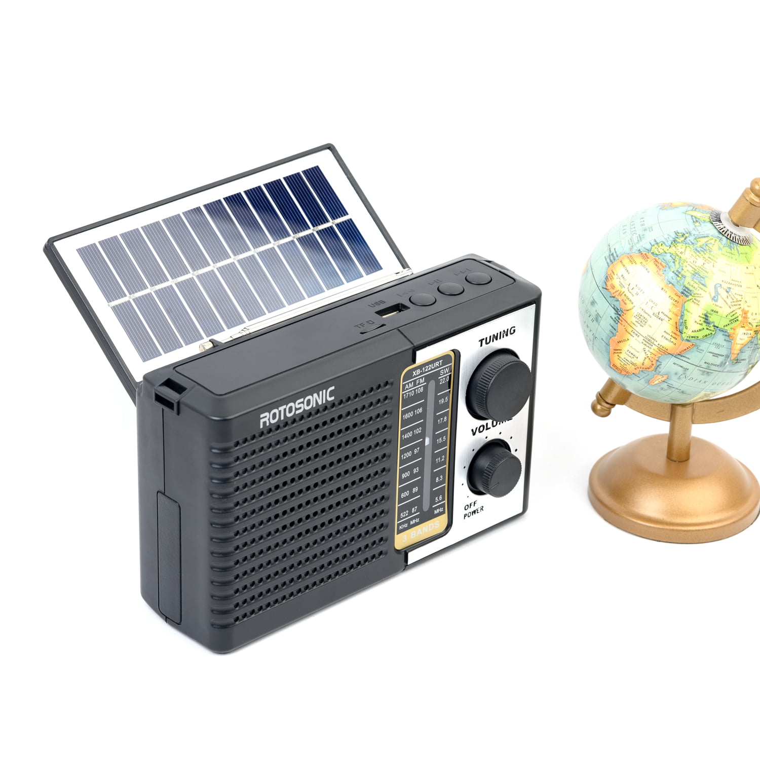 Radio portabil Solar cu Acumulator intern si Baterii, Lanterna, AM/FM ...