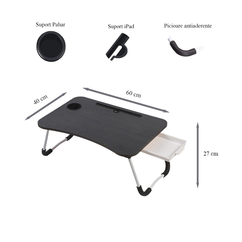 Masuta Sovel pentru laptop pentru pat cu suport tableta si pahar ...
