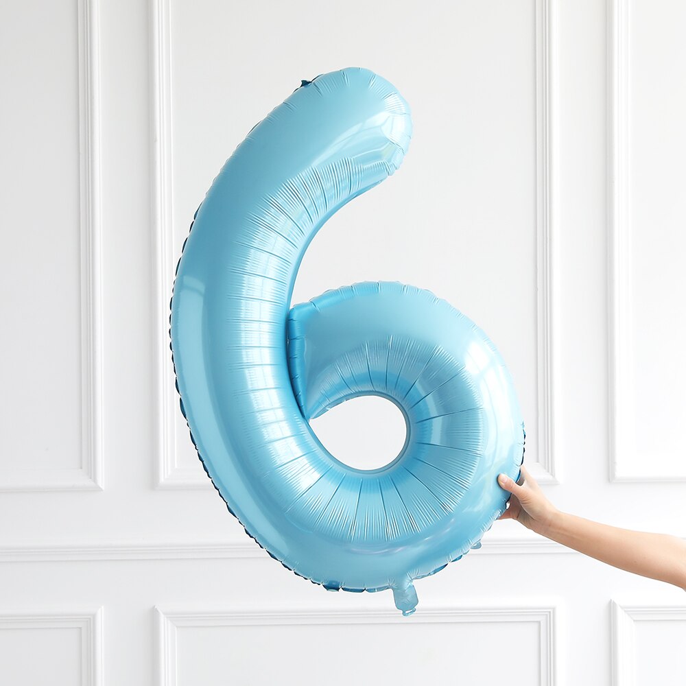 Balon din folie cifra 6, culoare bleu pastel, 81 cm, It's Party Time ...