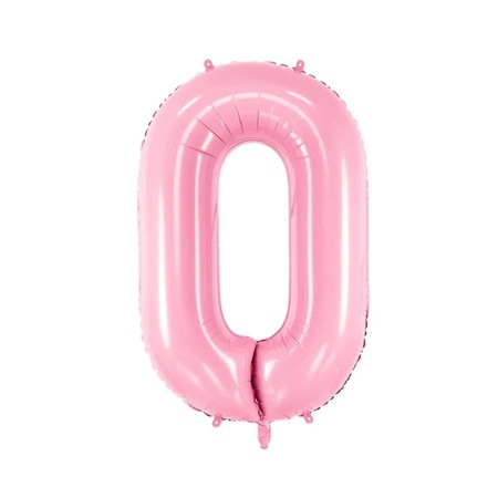 Balon din folie cifra 0, culoare roz pastel, 81 cm, It's Party Time ...