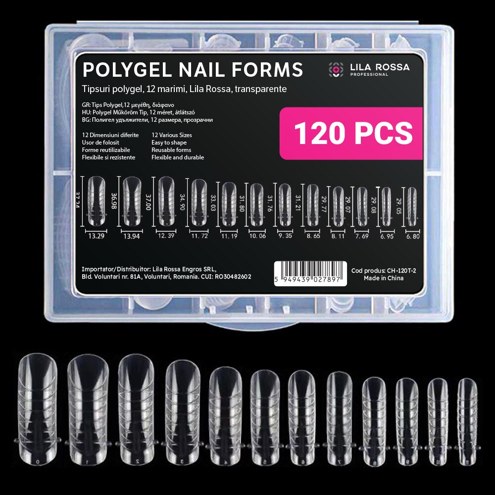 Tipsuri polygel Lila Rossa, 120 buc, transparente 2 - eMAG.ro