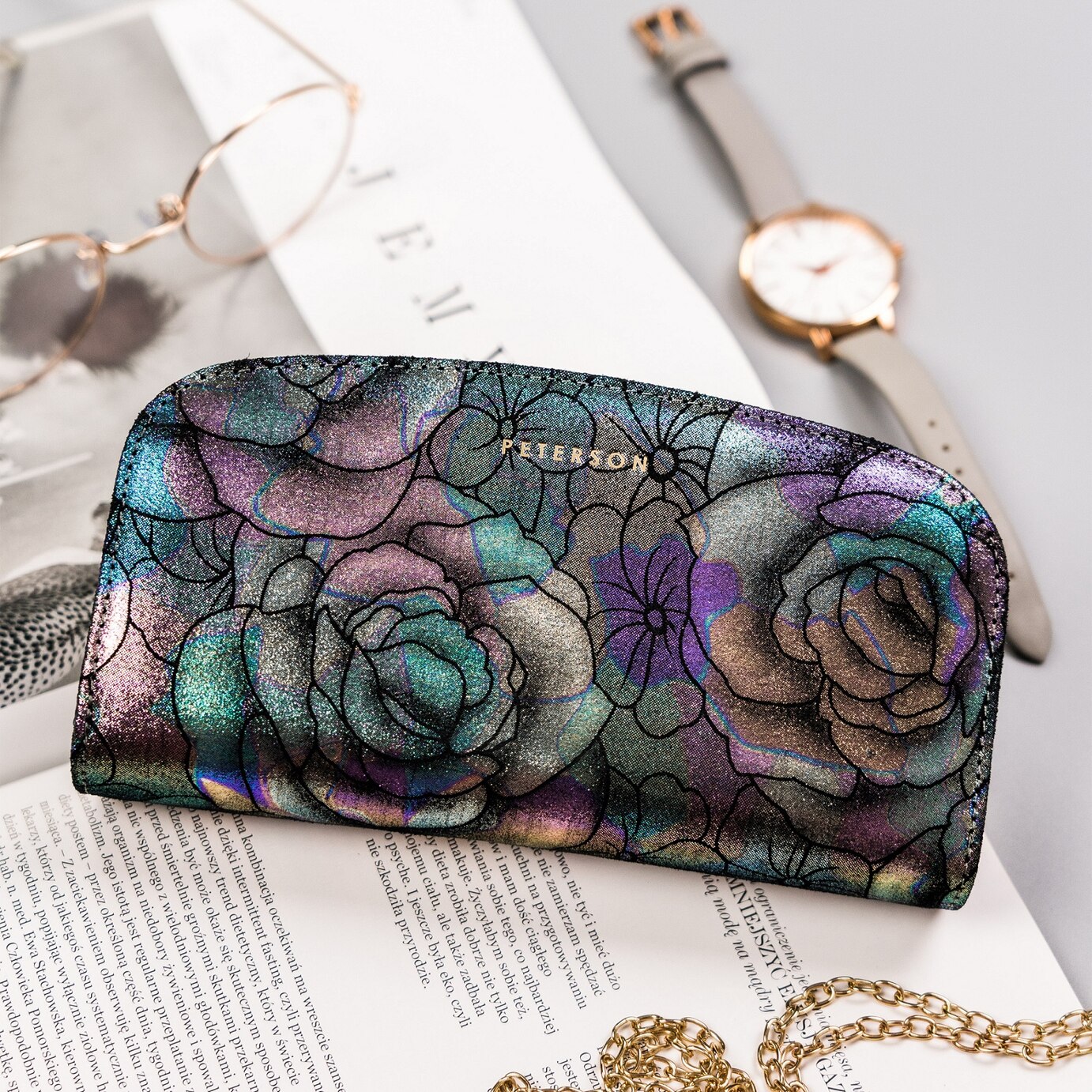 Portofel dama, PETERSON, Piele, 10 x 18,5 x 3,5cm, Verde - eMAG.ro