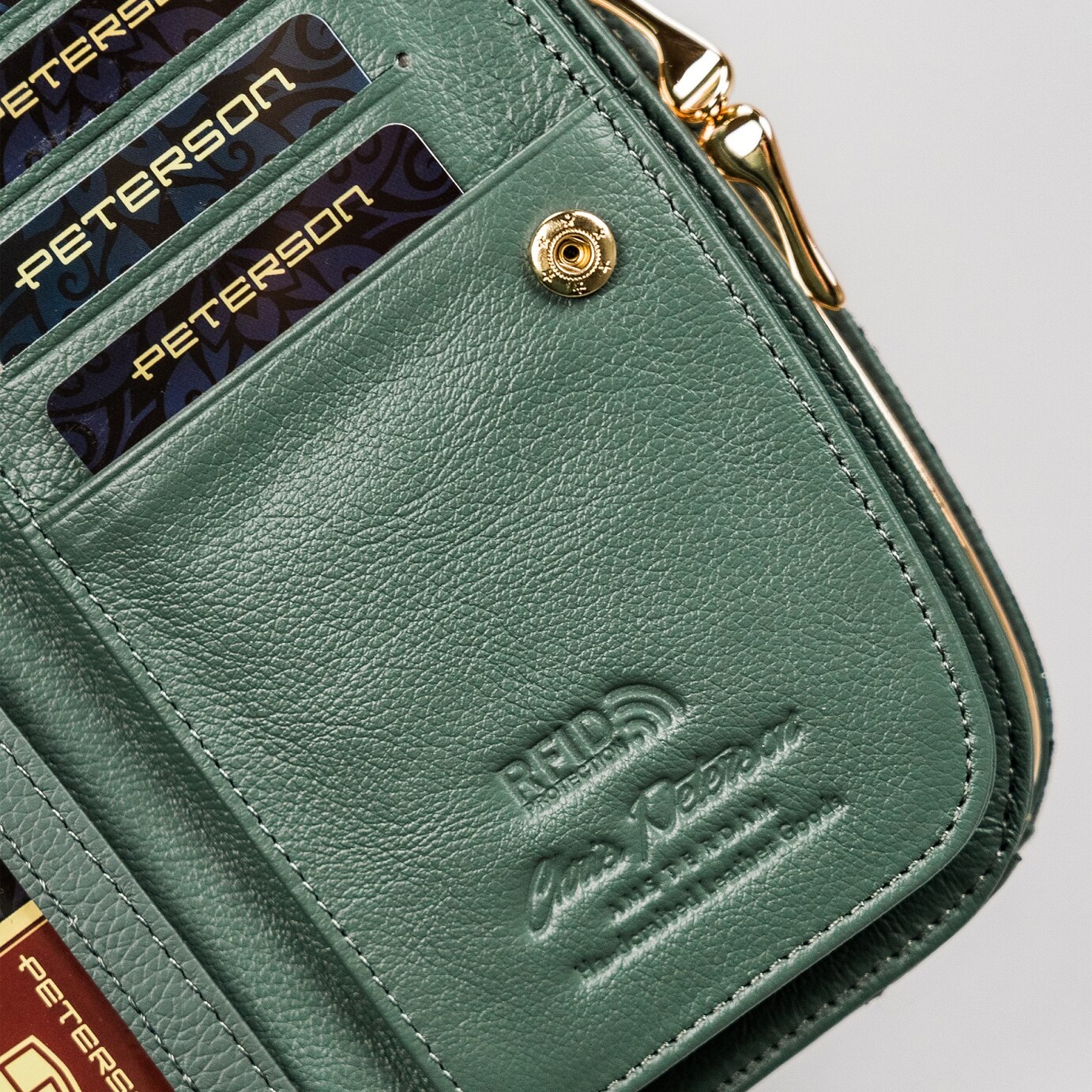 Portofel dama, PETERSON, Piele, 10 x 18,5 x 3,5cm, Verde - eMAG.ro