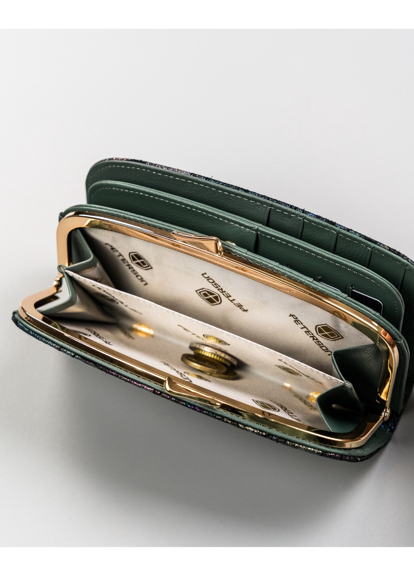 Portofel dama, PETERSON, Piele, 10 x 18,5 x 3,5cm, Verde - eMAG.ro