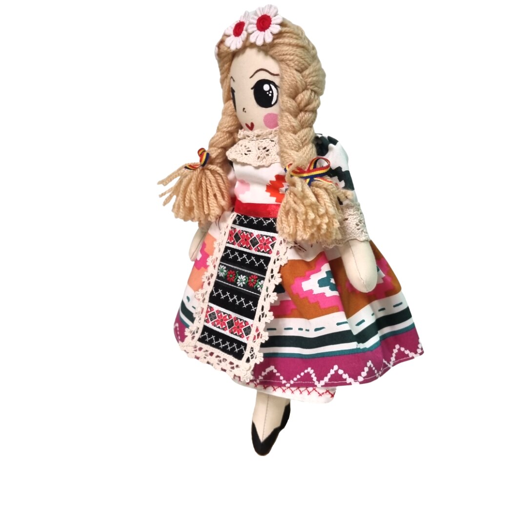 Papusa handmade traditionala romaneasca Romancuta blonda, artizanat ...